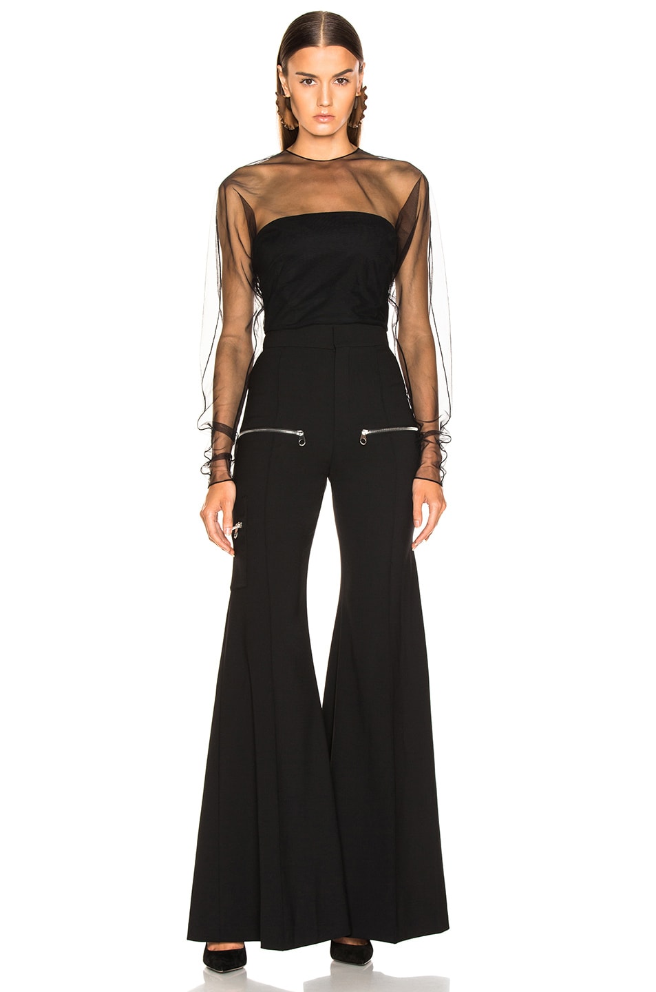 Cushnie Sheer Tulle Top in Black | FWRD