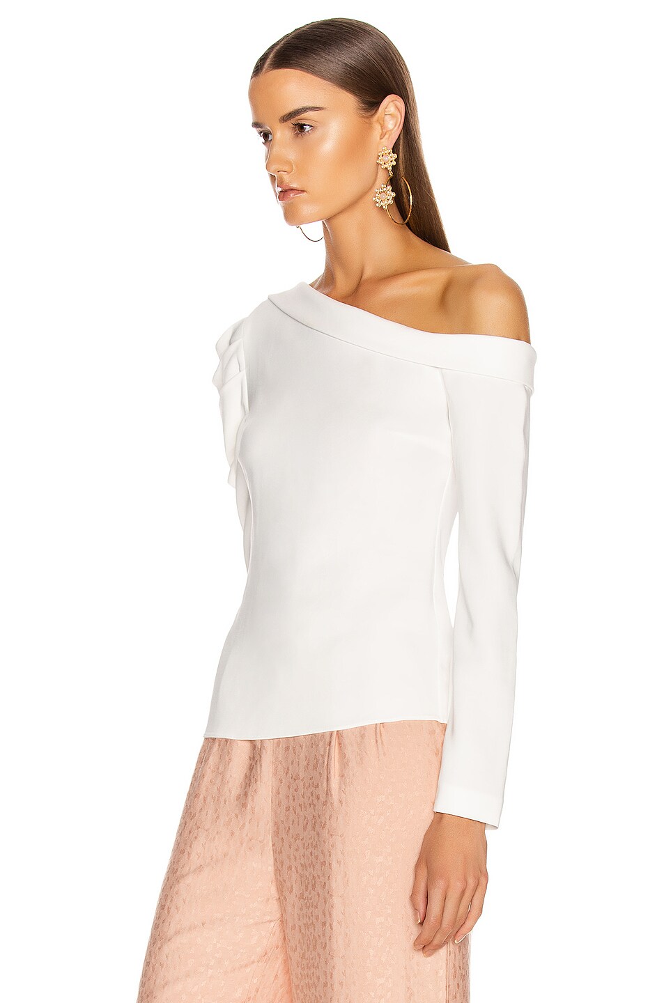 Cushnie One Shoulder Long Sleeve Top in White | FWRD