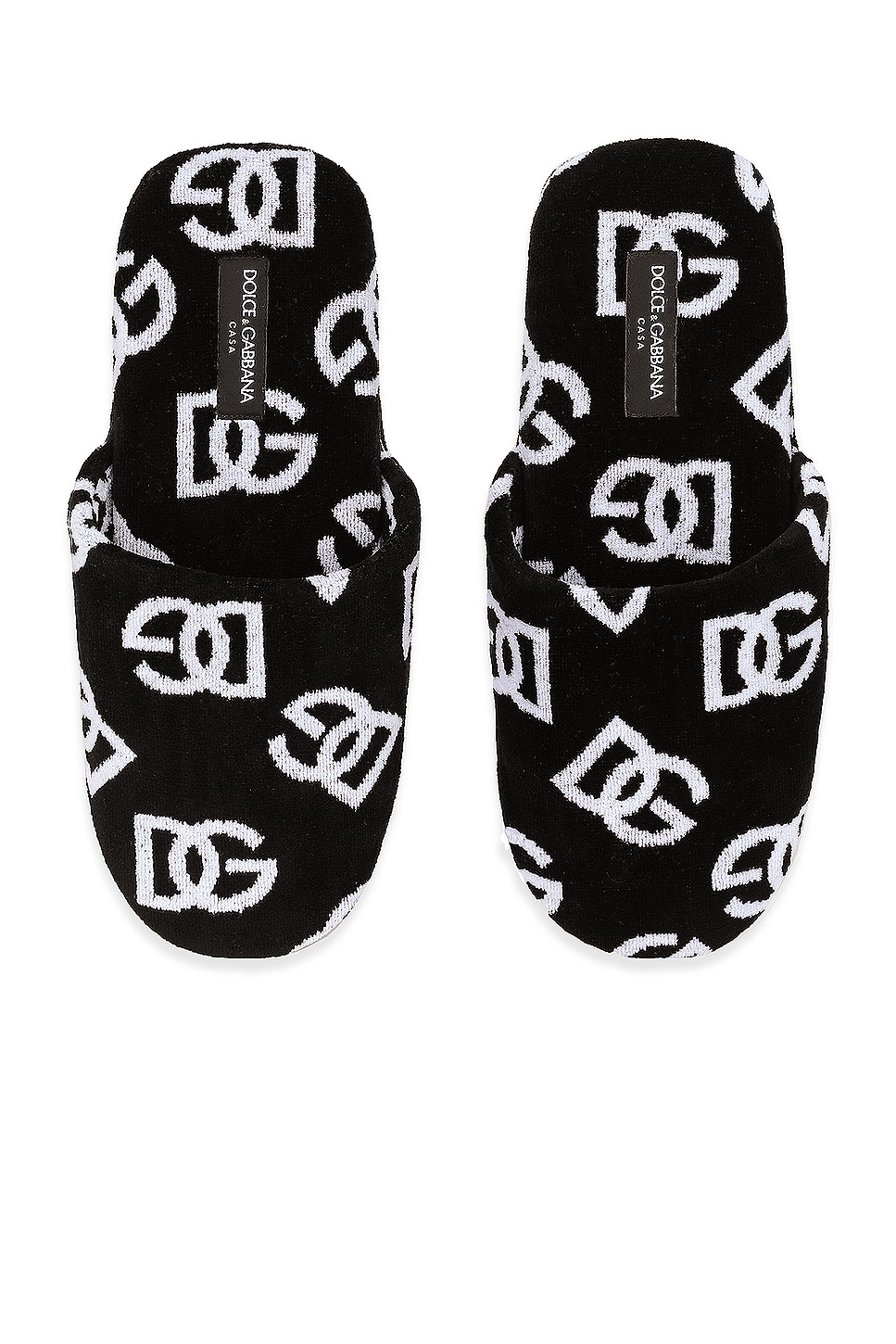 Dolce & Gabbana Casa All Over Dg Logo Slippers in Black | FWRD