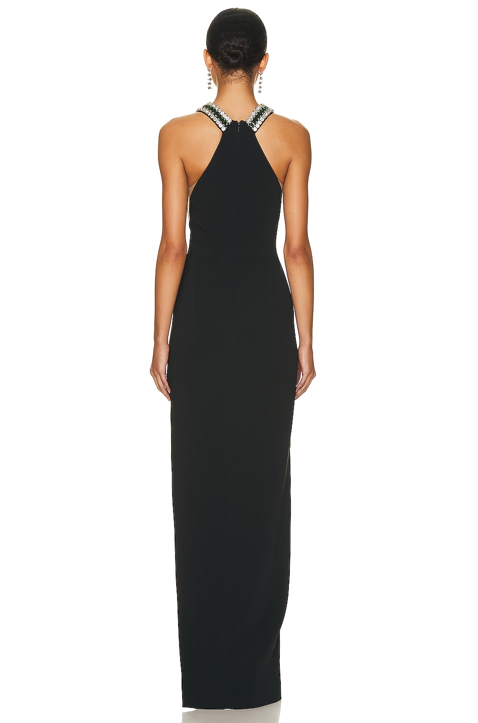 David Koma Crystal Embroidered Square Halter Neck Gown in Black, Green ...