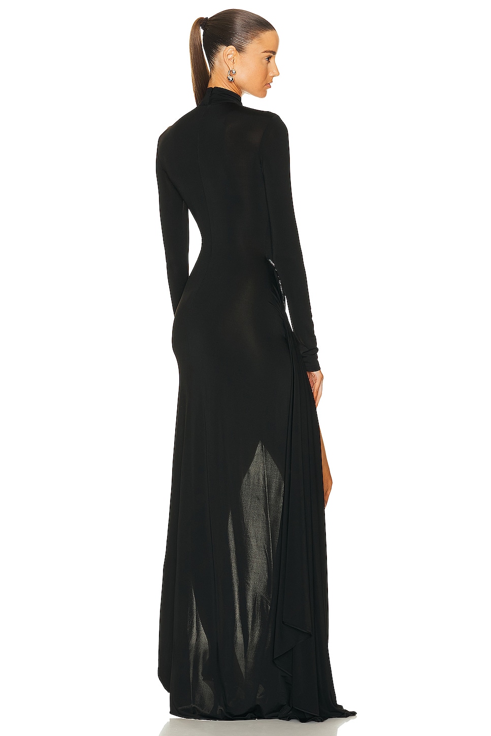 David Koma Metallic Tube Hip Trim Gown in Black & Silver | FWRD