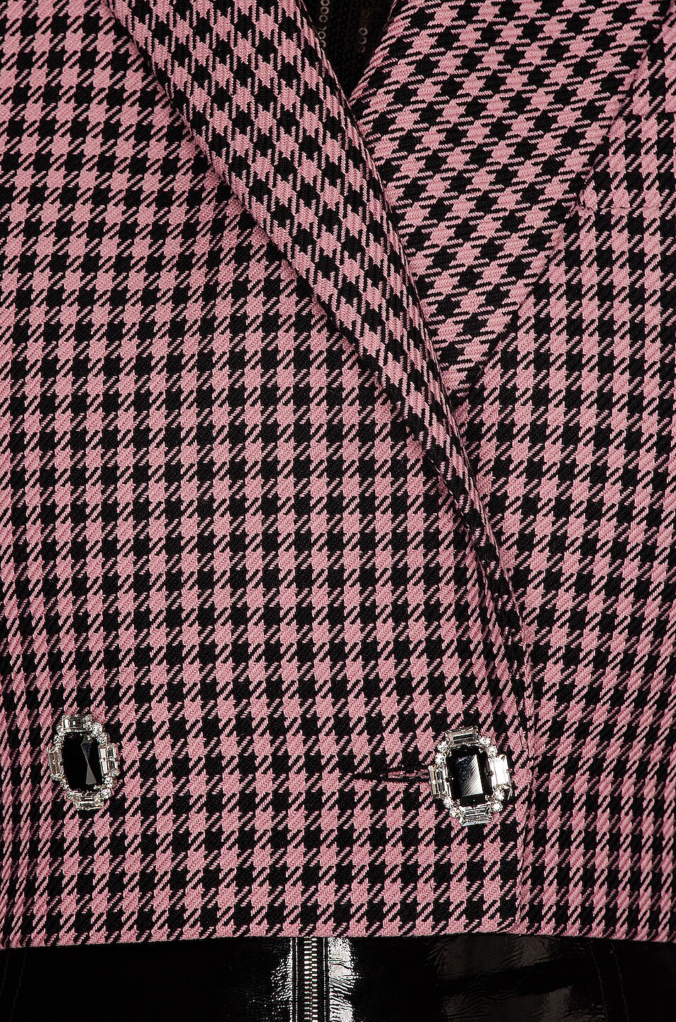 David Koma Oversized Houndstooth Cropped Jacket in Pink & Black | FWRD