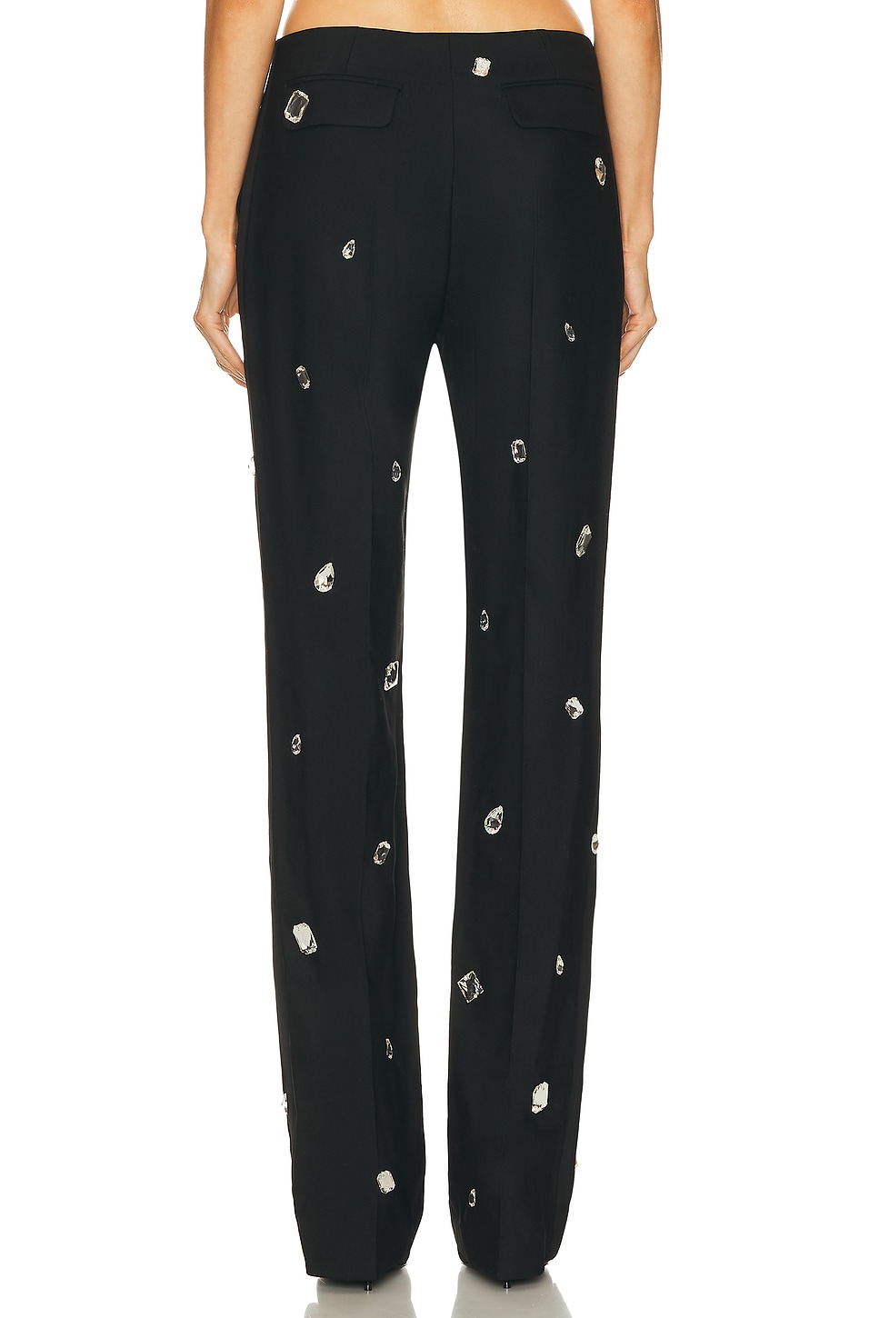 David Koma All Over Crystal Embroidered Trouser in Black & Silver | FWRD