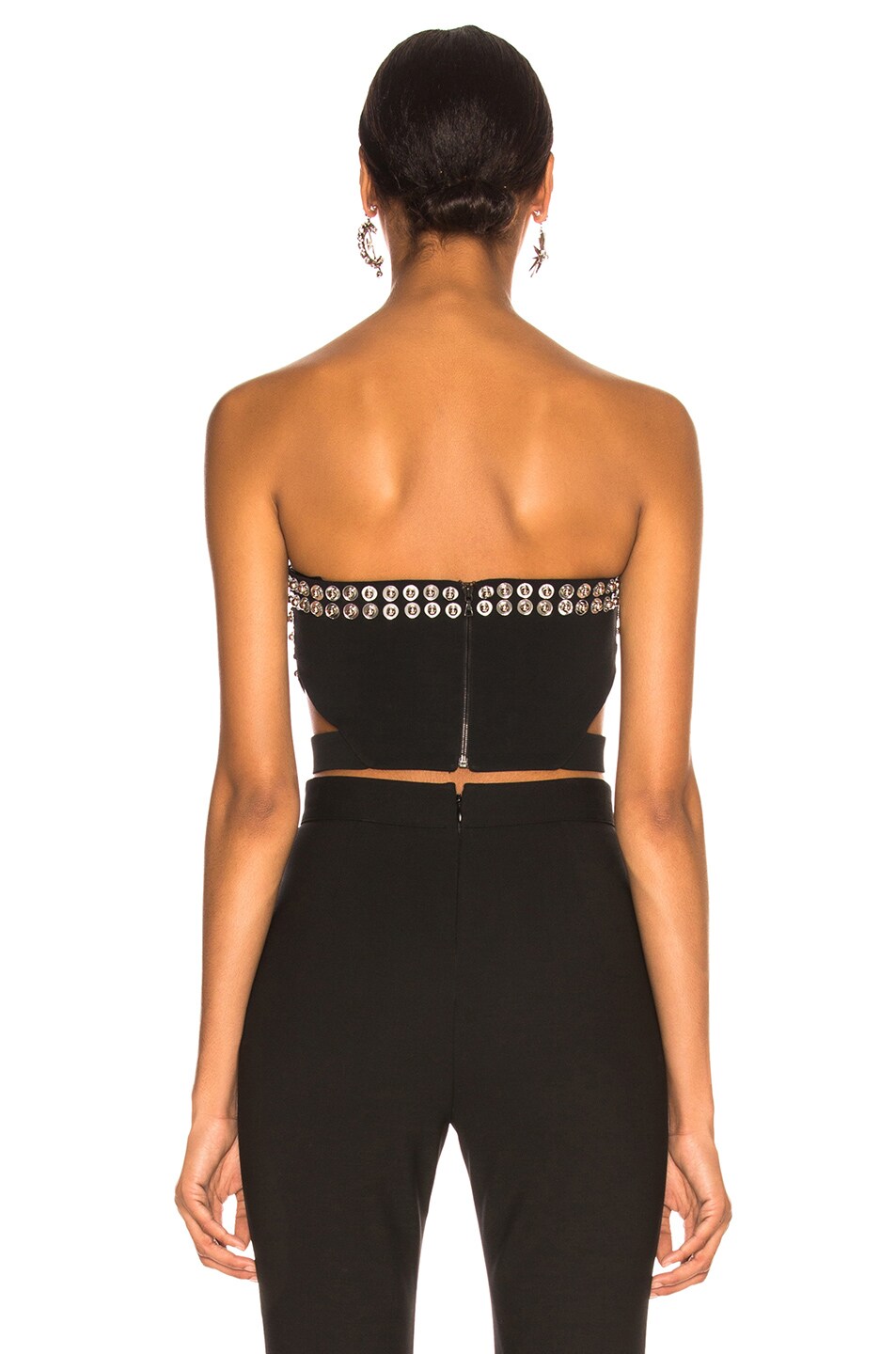 David Koma Metal Disc Bustier in Black & Silver | FWRD