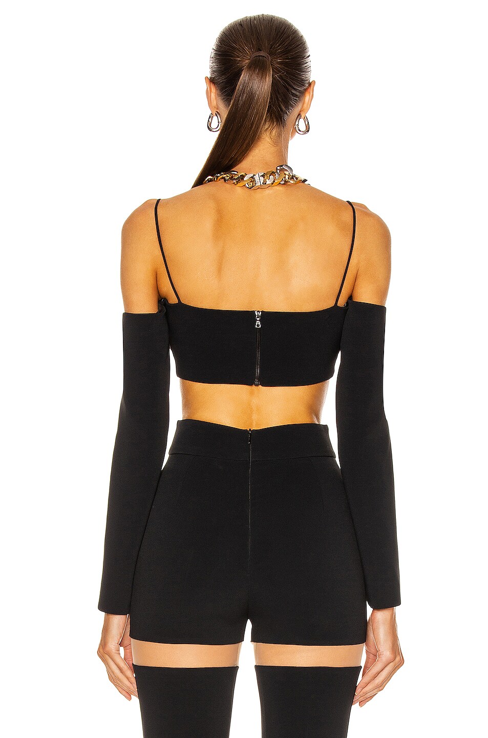 David Koma Long Sleeve Bra Top in Black | FWRD