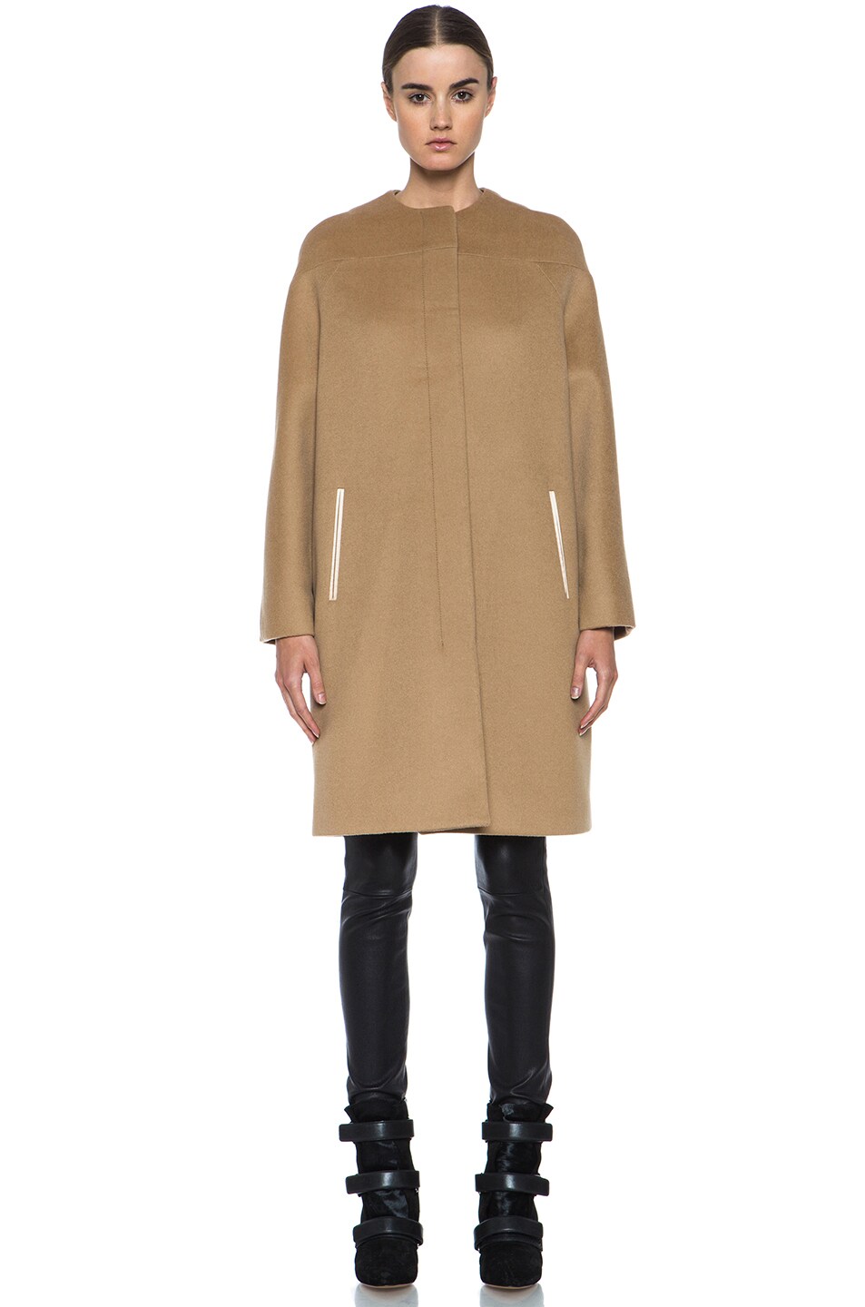 Derek Lam Doubleface Wool Drop Shoulder Coat in Camel | FWRD