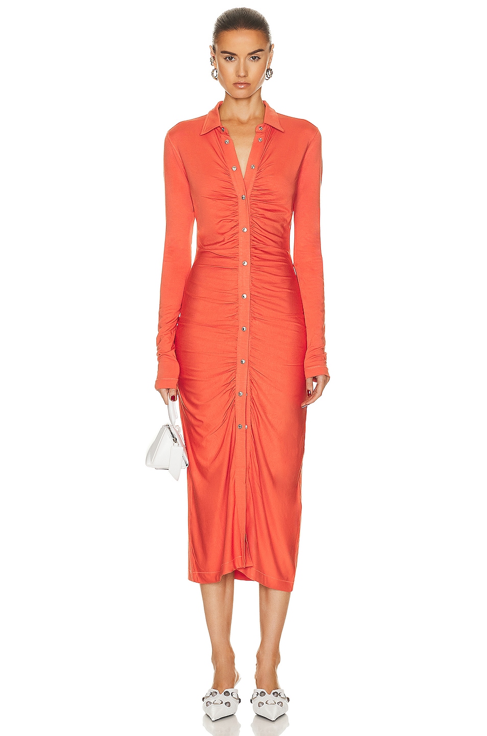 Diesel Long Sleeve Ruched Dress in Orange | FWRD