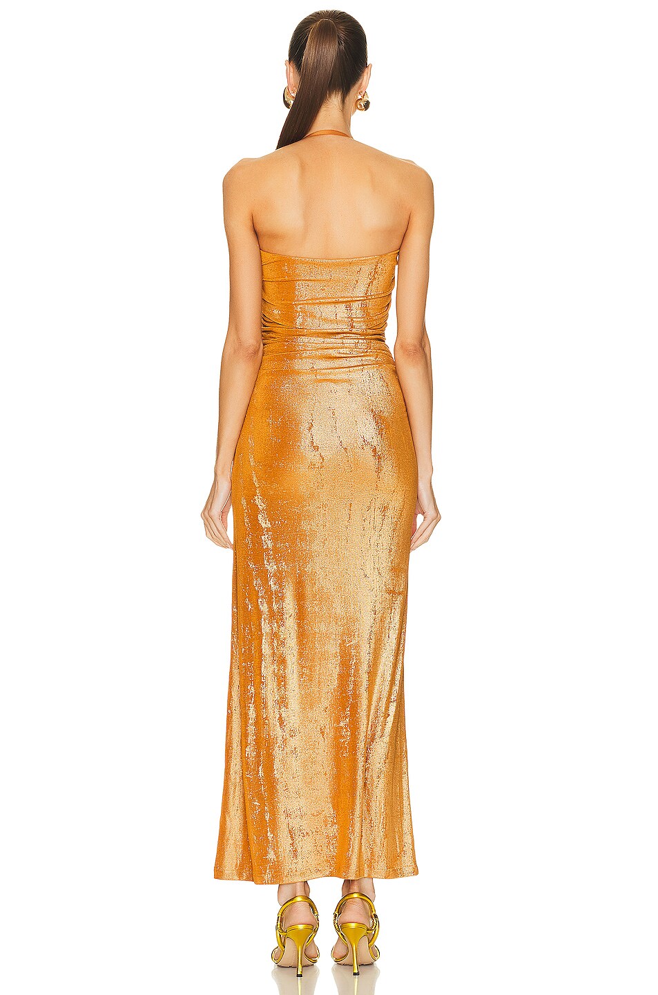 Diesel Sleeveless Halter Gown in Gold | FWRD