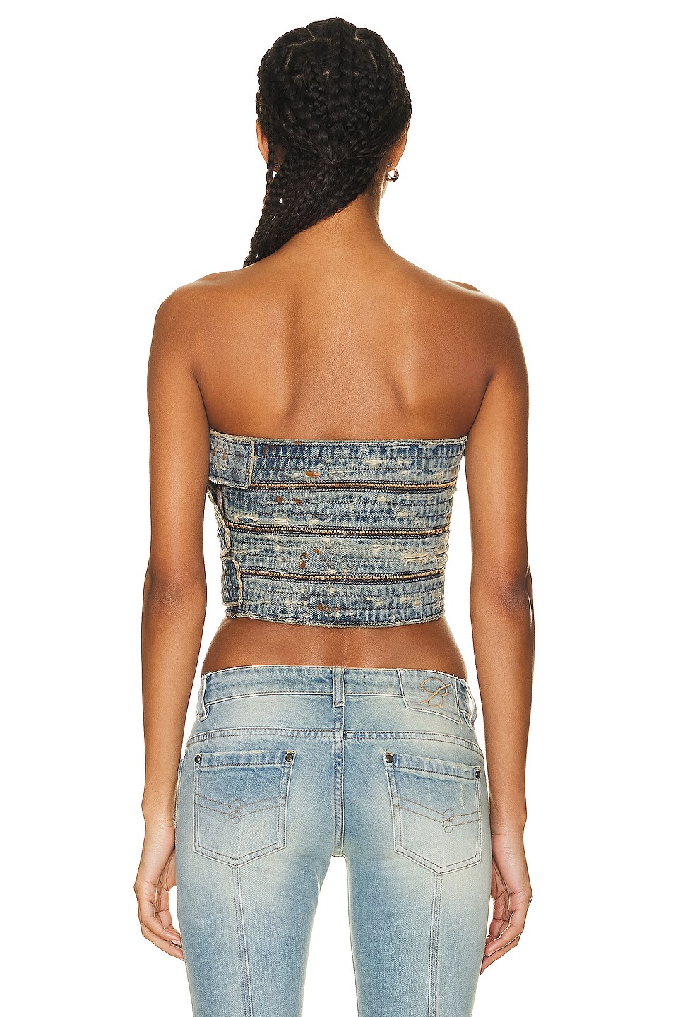 Diesel Strapless Denim Top in Blue | FWRD