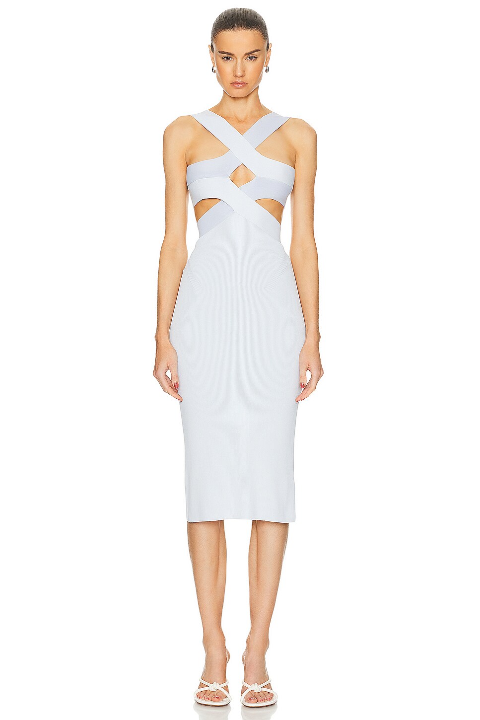Dion Lee Long Sleeve Harness Bra Midi Dress in Steam & Dark Steam | FWRD