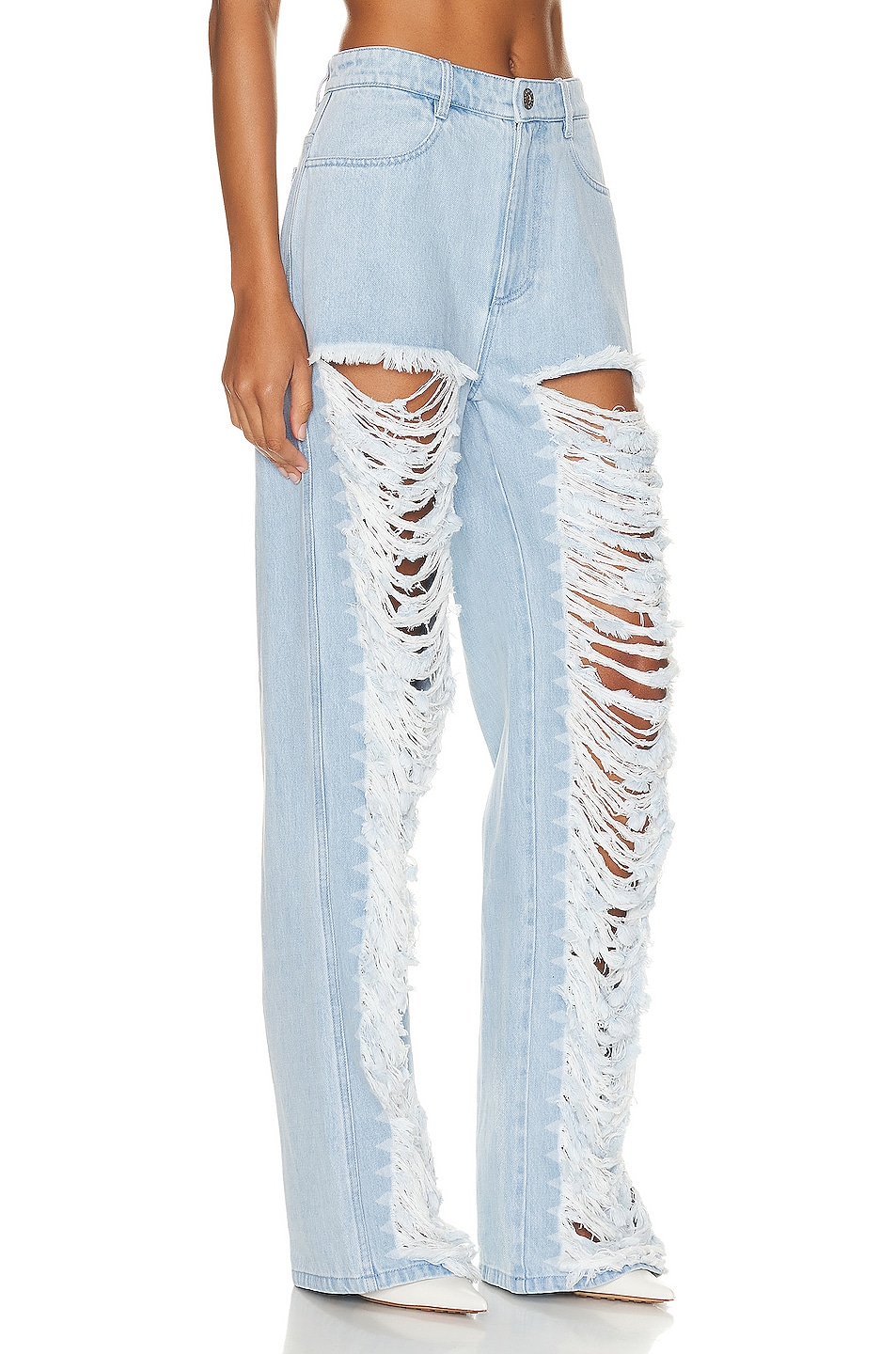 Dion Lee Classic Denim Frayed Pant in Cyan | FWRD
