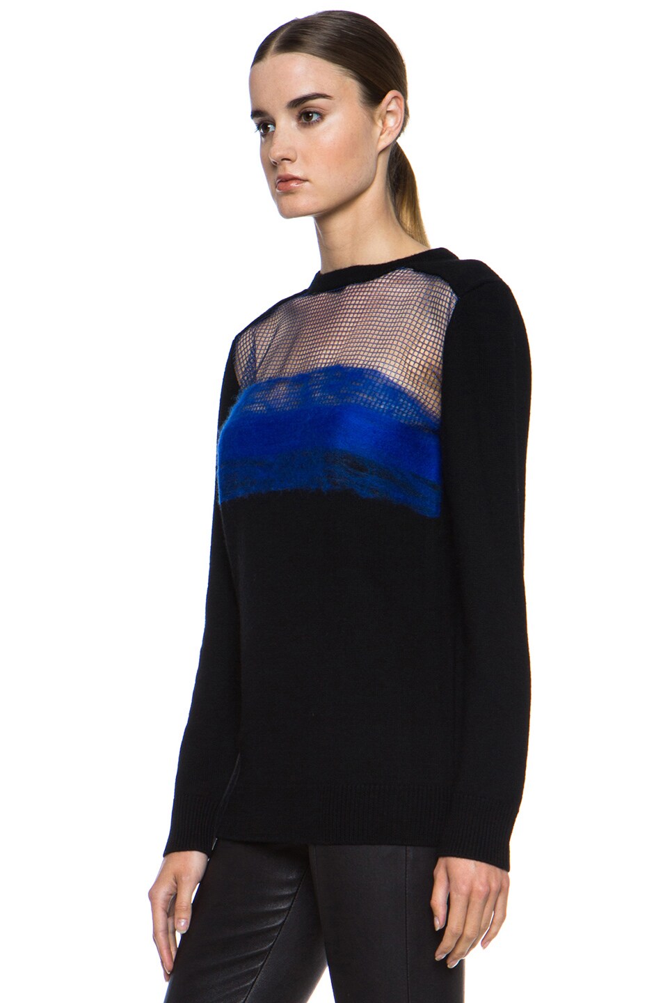 Dion Lee Scaffold Knit Wool Sweater in Black & Cobalt | FWRD