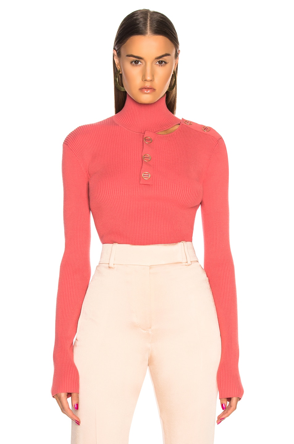 Dion Lee Button Grosgrain Skivvy Sweater in Rust | FWRD