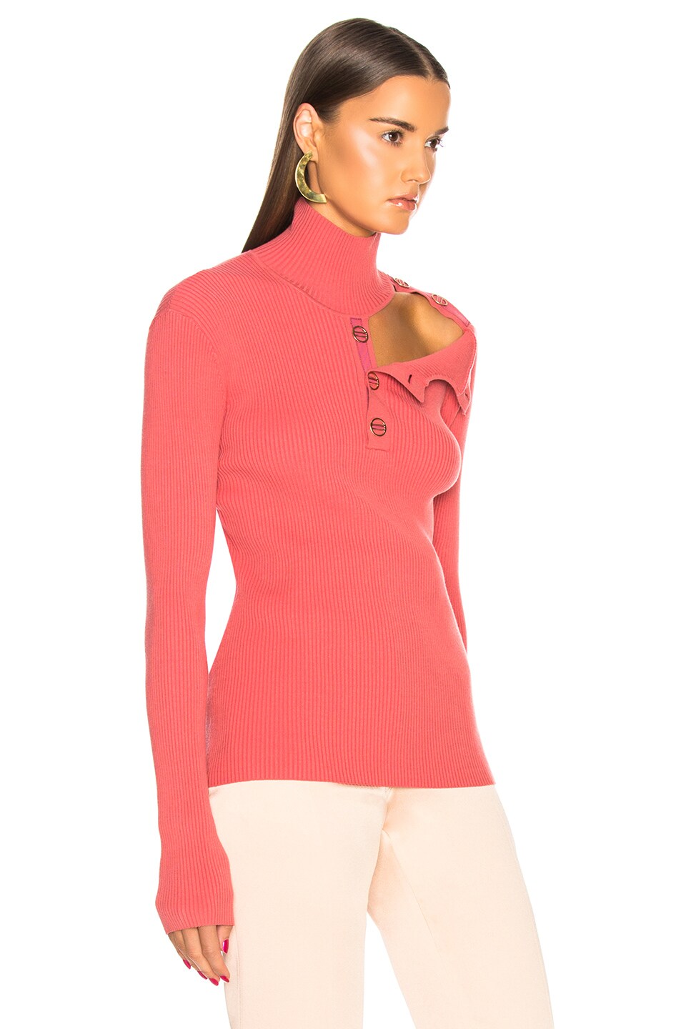 Dion Lee Button Grosgrain Skivvy Sweater in Rust | FWRD