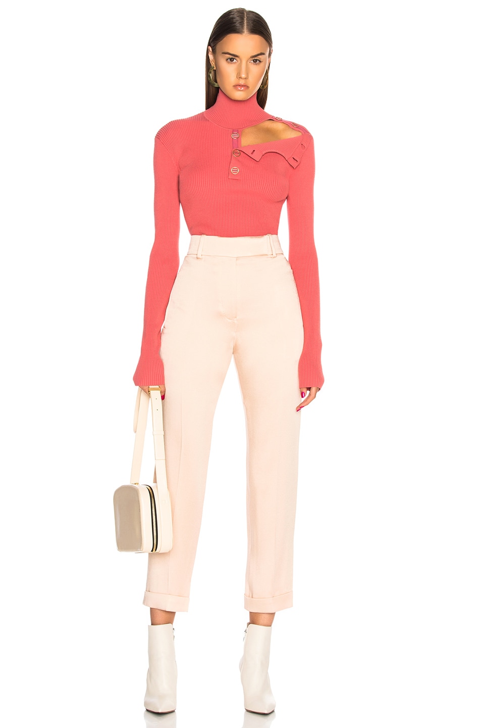 Dion Lee Button Grosgrain Skivvy Sweater in Rust | FWRD