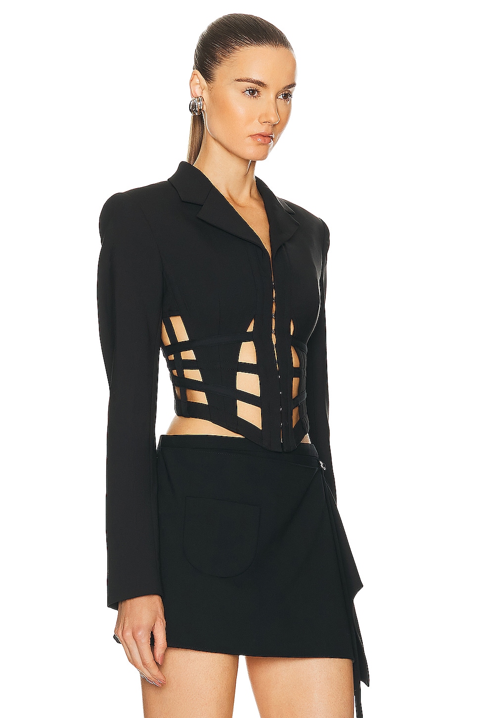 Dion Lee Cage Corset Blazer Top in Black | FWRD