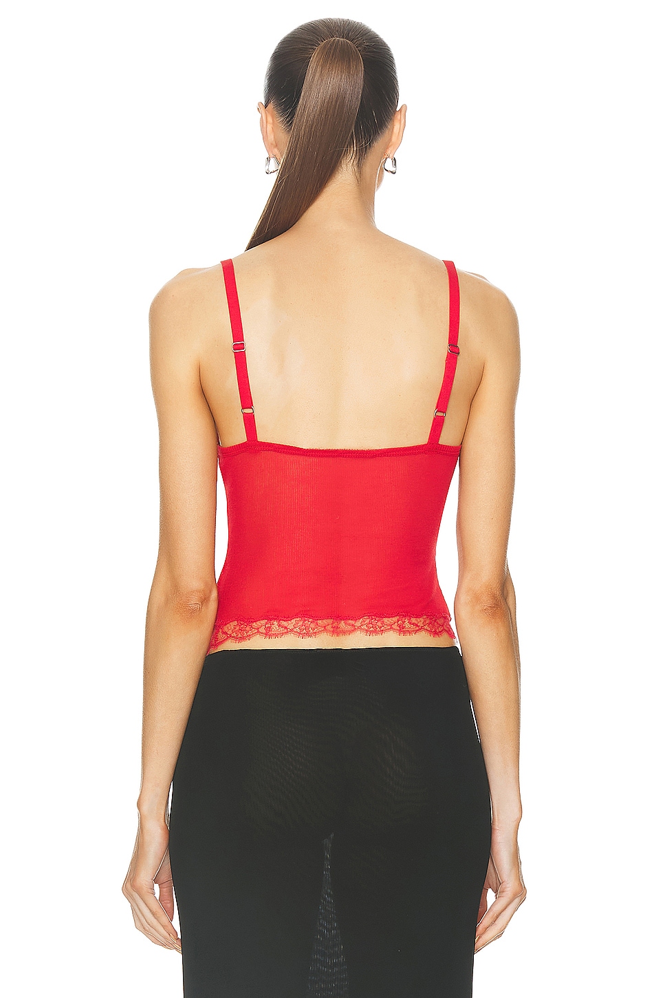 Dion Lee Lace Rib Garter Tank Top in Red | FWRD