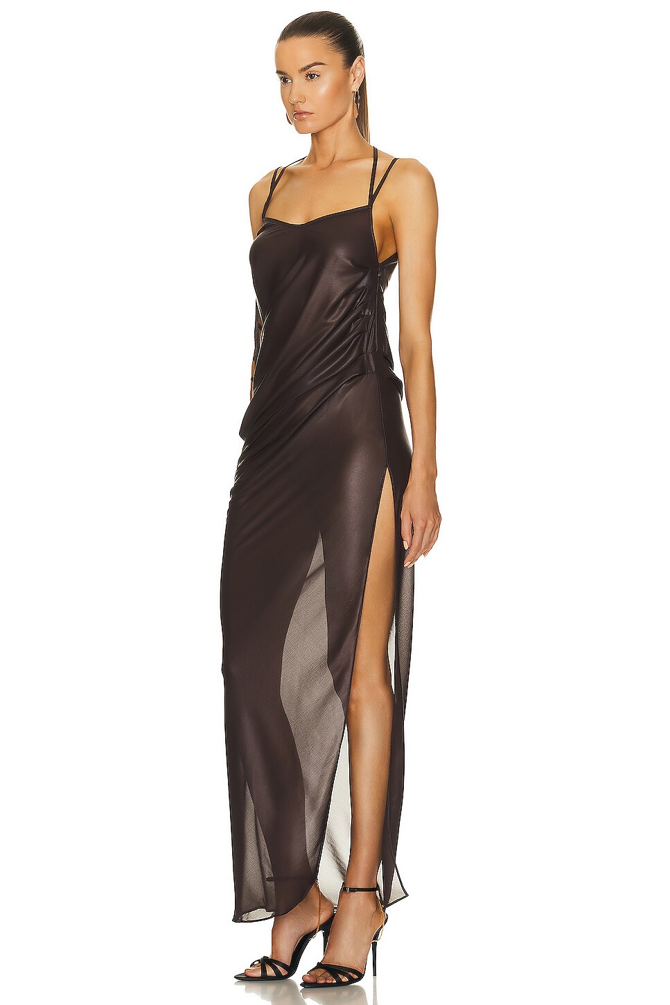 Di Petsa Twisted Undressing Slip Dress in Brown | FWRD
