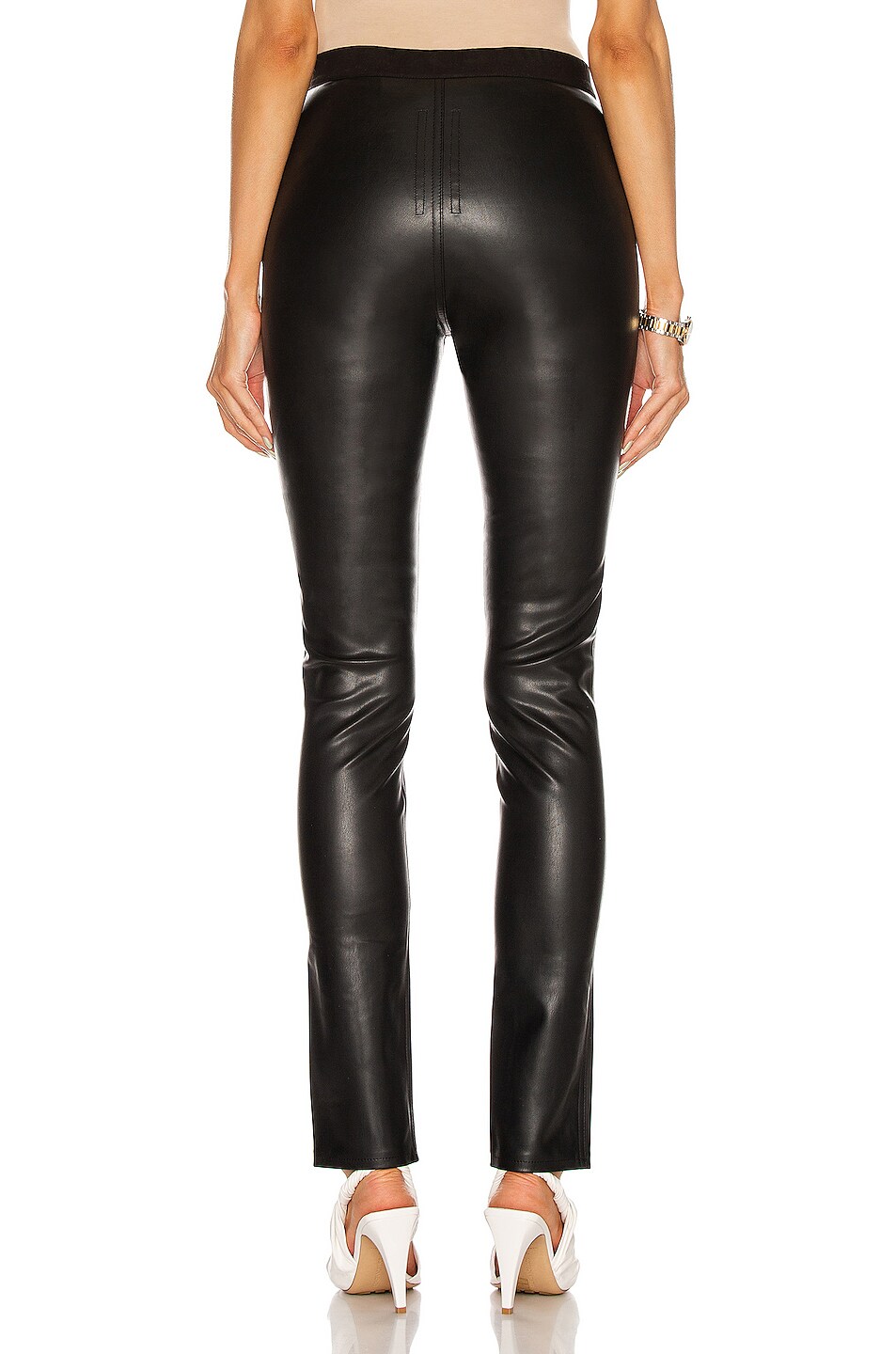 DRKSHDW by Rick Owens Vegan Leather Slit Front Legging in Black | FWRD