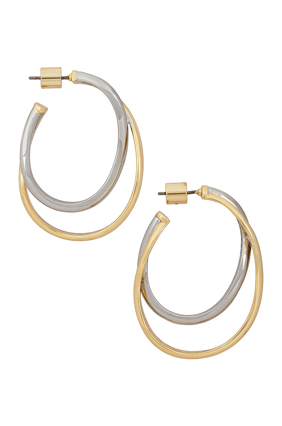Demarson Maxi Sia Hoop Earrings in 12k Shiny Gold & Silver | FWRD