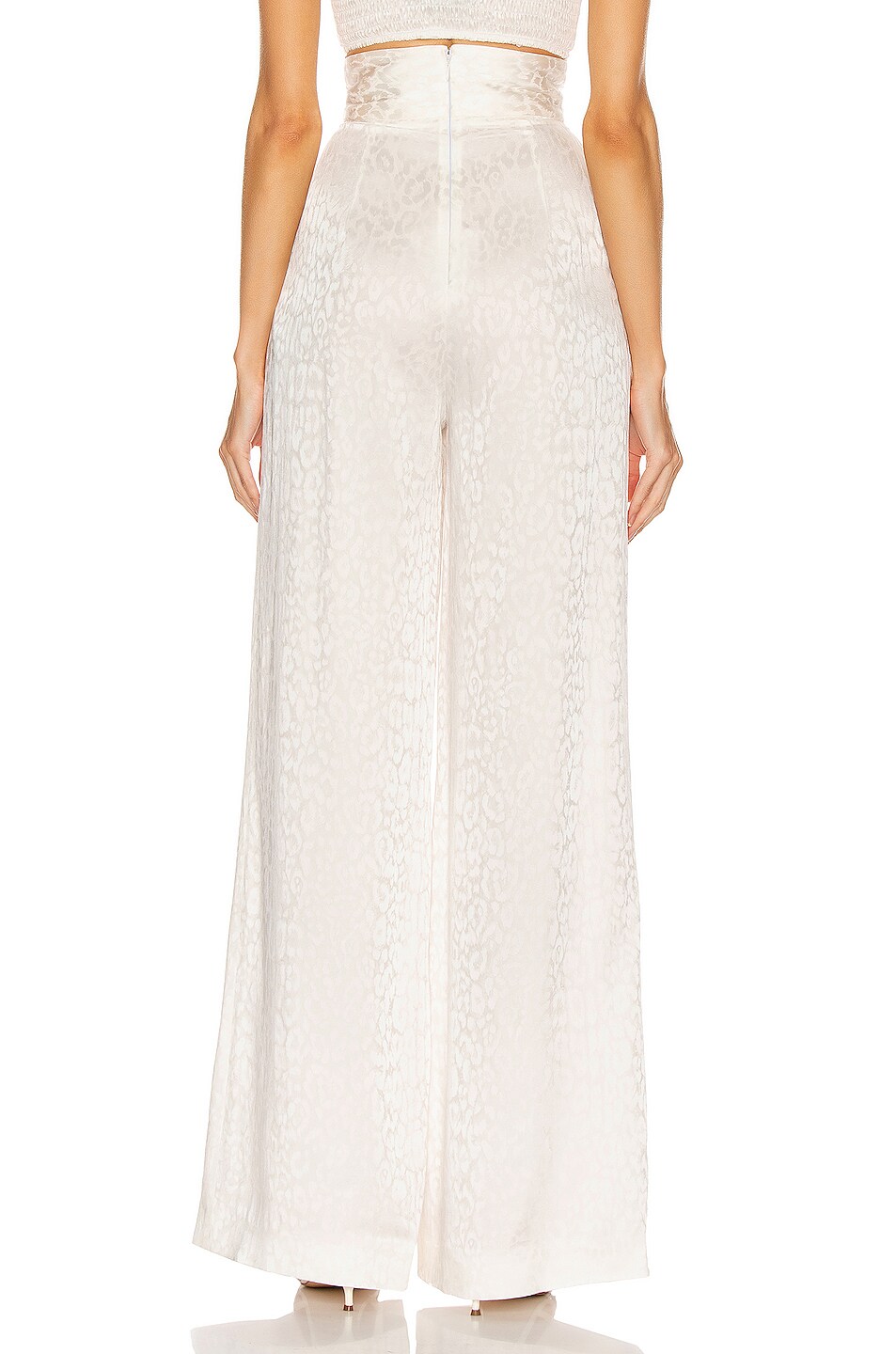 Dundas Wide Leg Leopard Pant in White | FWRD