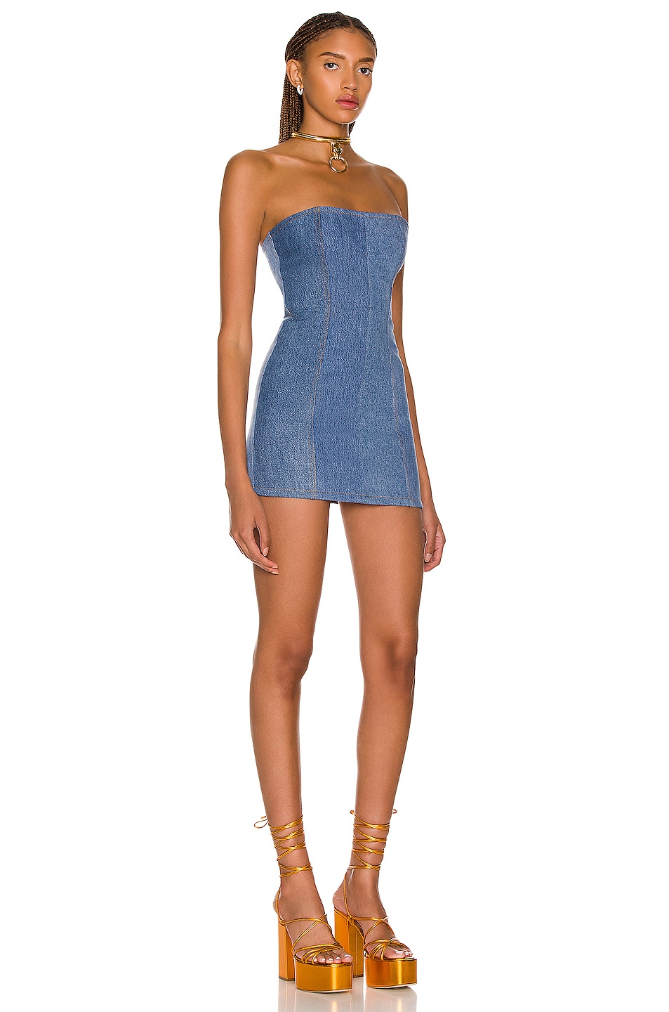 EB Denim Strapless Mini Dress in Light Medium | FWRD