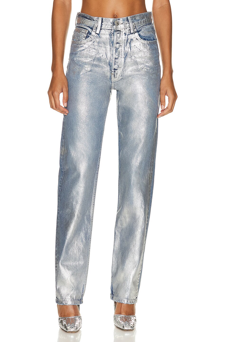 EB Denim High Rise Straight Leg in Foil | FWRD