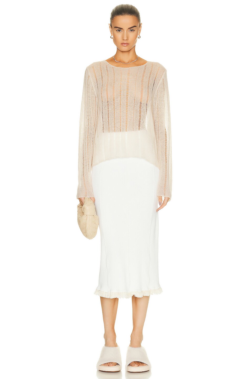 The Elder Statesman Nimbus Drop Needle Sweater in Beige | FWRD