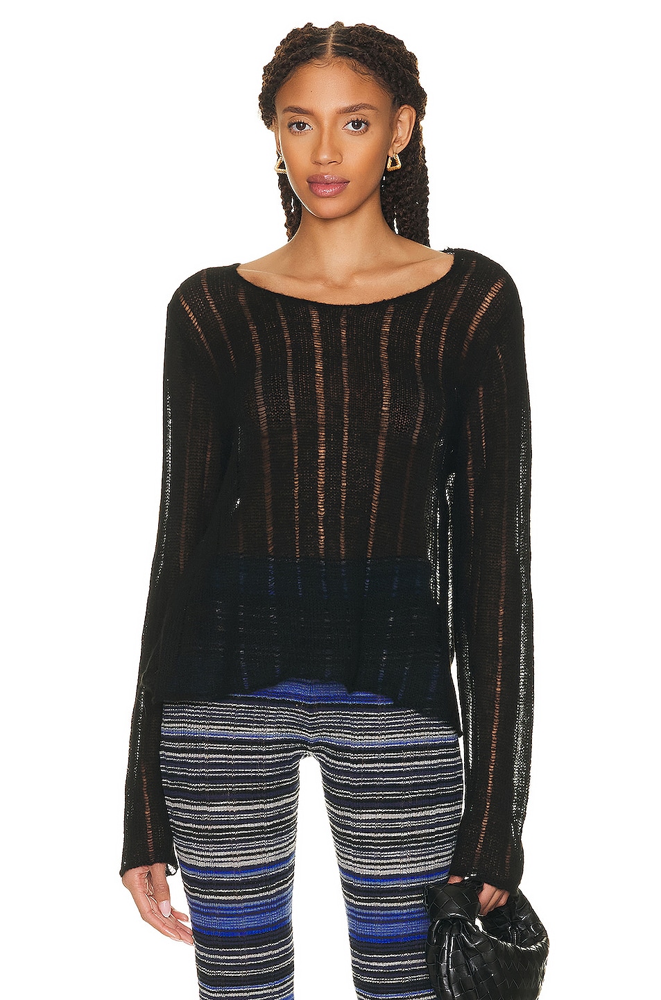 The Elder Statesman Nimbus Drop Needle Sweater in Black | FWRD