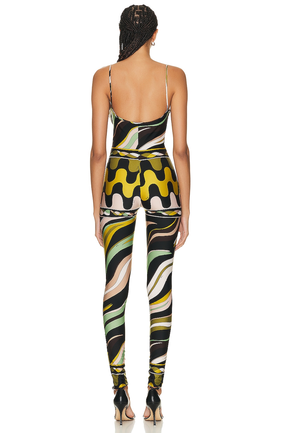 Emilio Pucci Stretch Jumpsuit in Nero & Khaki | FWRD