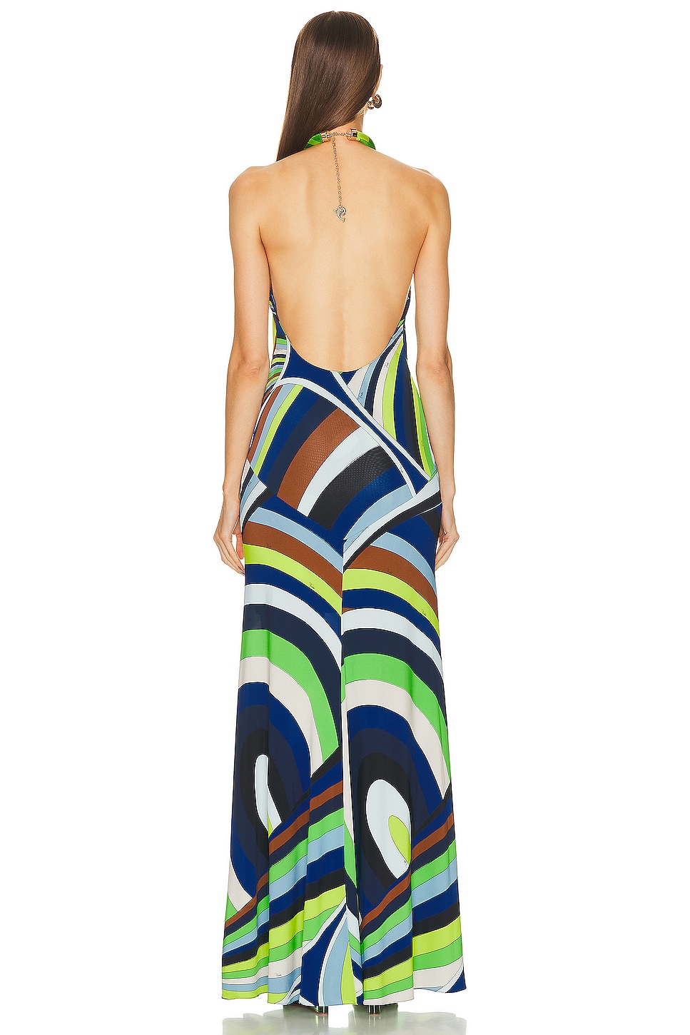 Emilio Pucci Halter Maxi Dress in Verde & Avio | FWRD