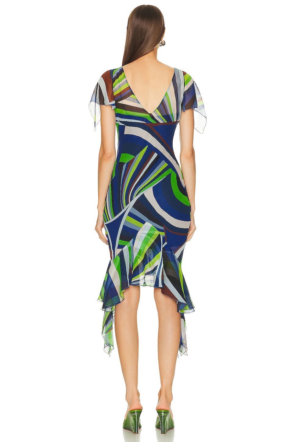 Emilio Pucci Ruffle Dress in Verde & Avio | FWRD