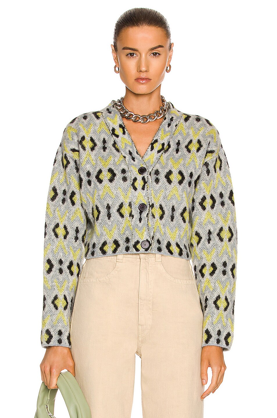 Emilio Pucci Long Sleeve Cardigan in Grigio | FWRD