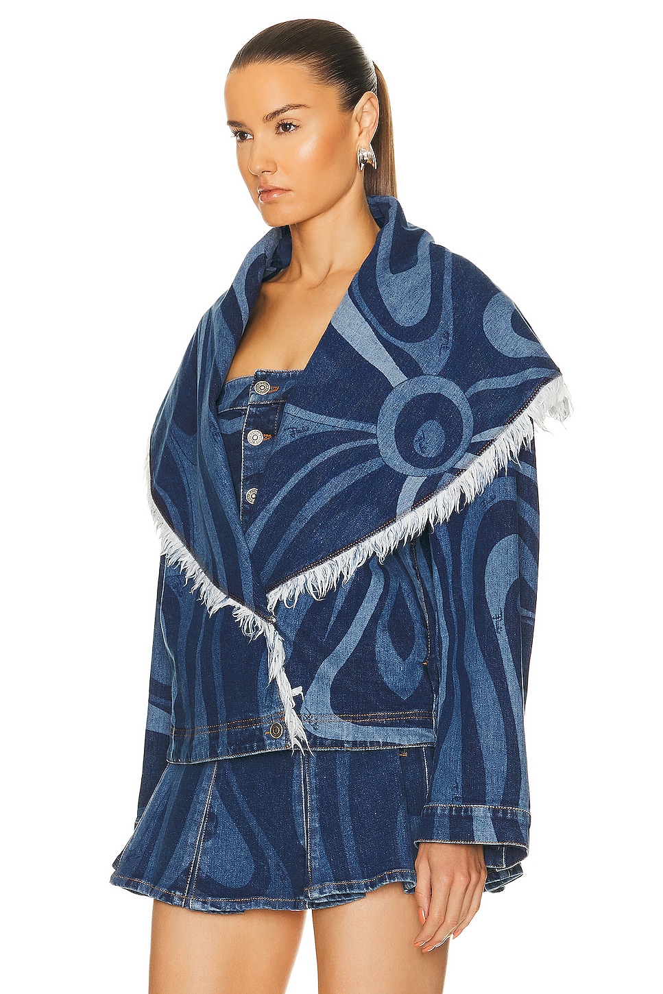 Emilio Pucci Denim Cape in Blue & Celeste | FWRD