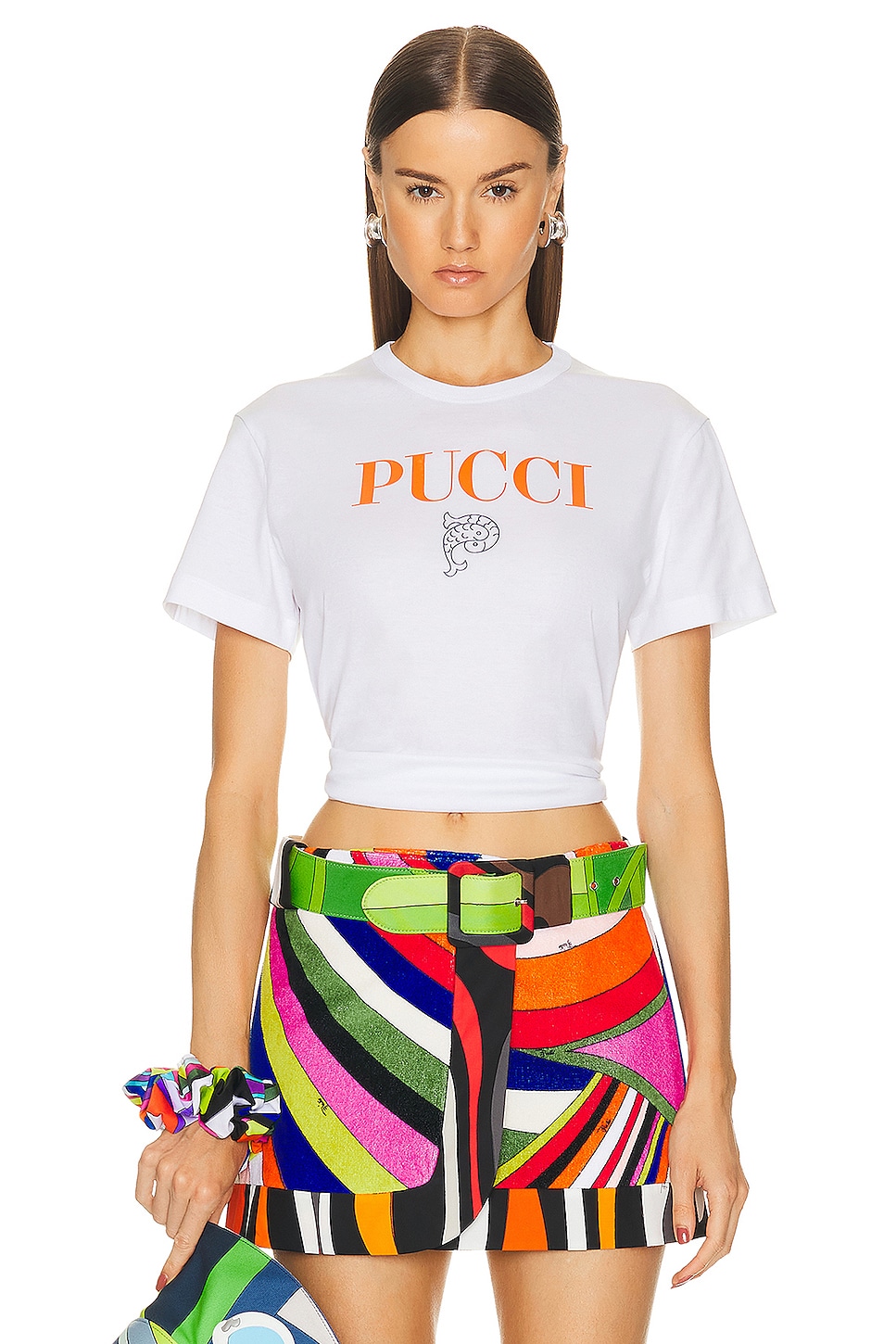 Emilio Pucci Logo T-shirt in Bianco | FWRD