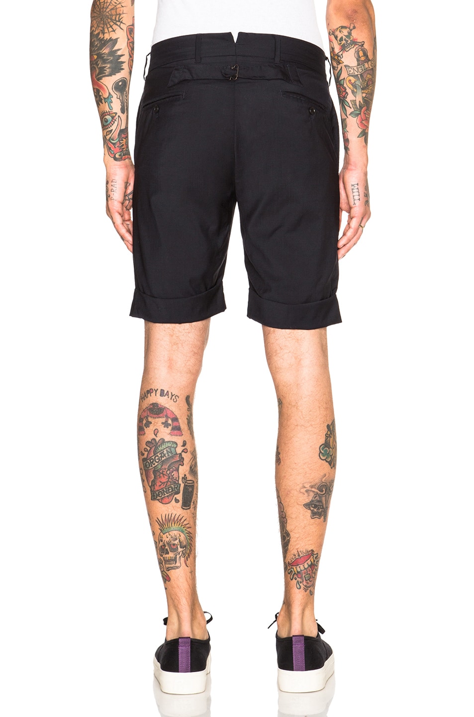 Engineered Garments Cinch Shorts in Navy Tropical Wool | FWRD