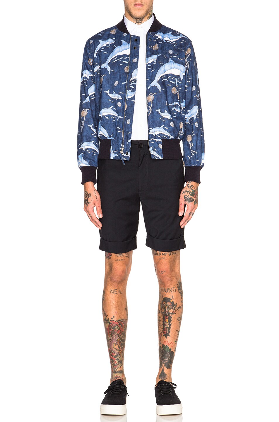 Engineered Garments Cinch Shorts in Navy Tropical Wool | FWRD