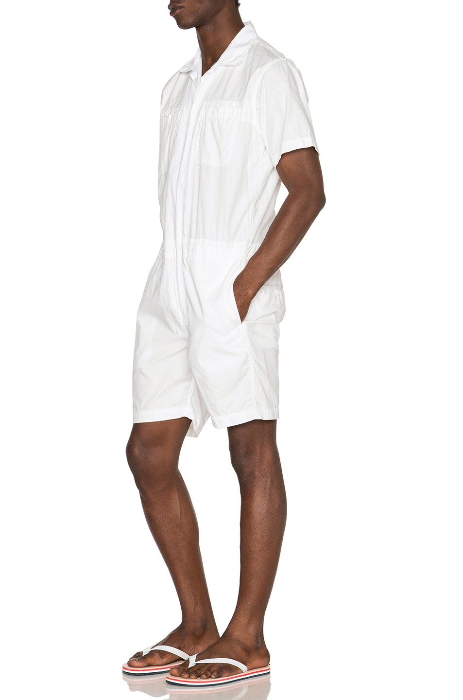 Engineered Garments Combi Suit in White Poplin | FWRD