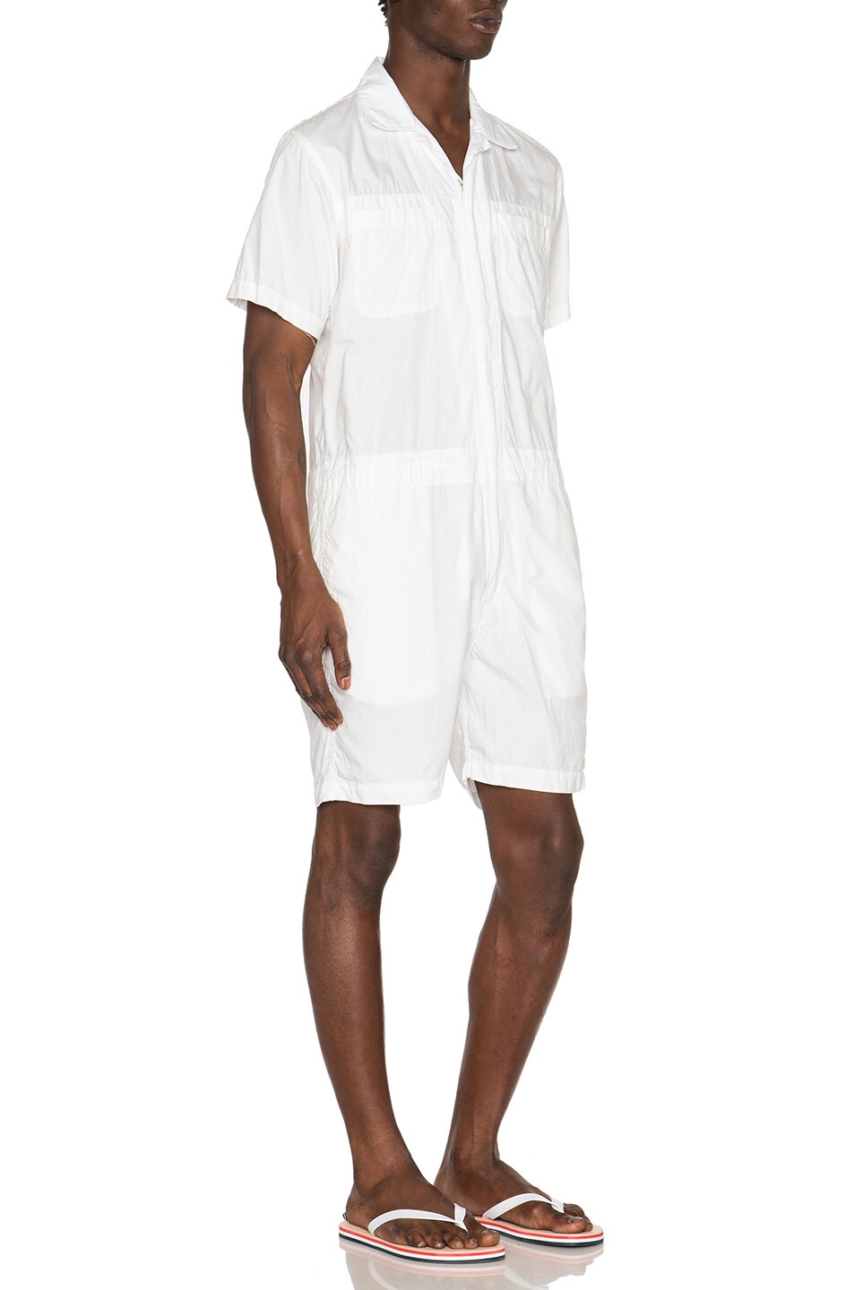 Engineered Garments Combi Suit in White Poplin | FWRD