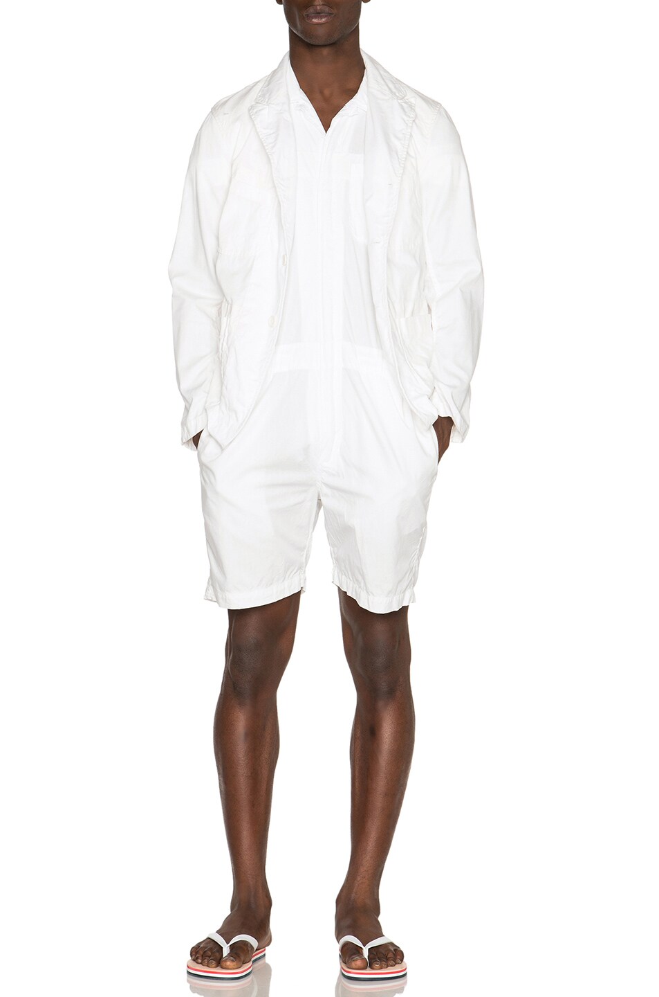 Engineered Garments Combi Suit in White Poplin | FWRD
