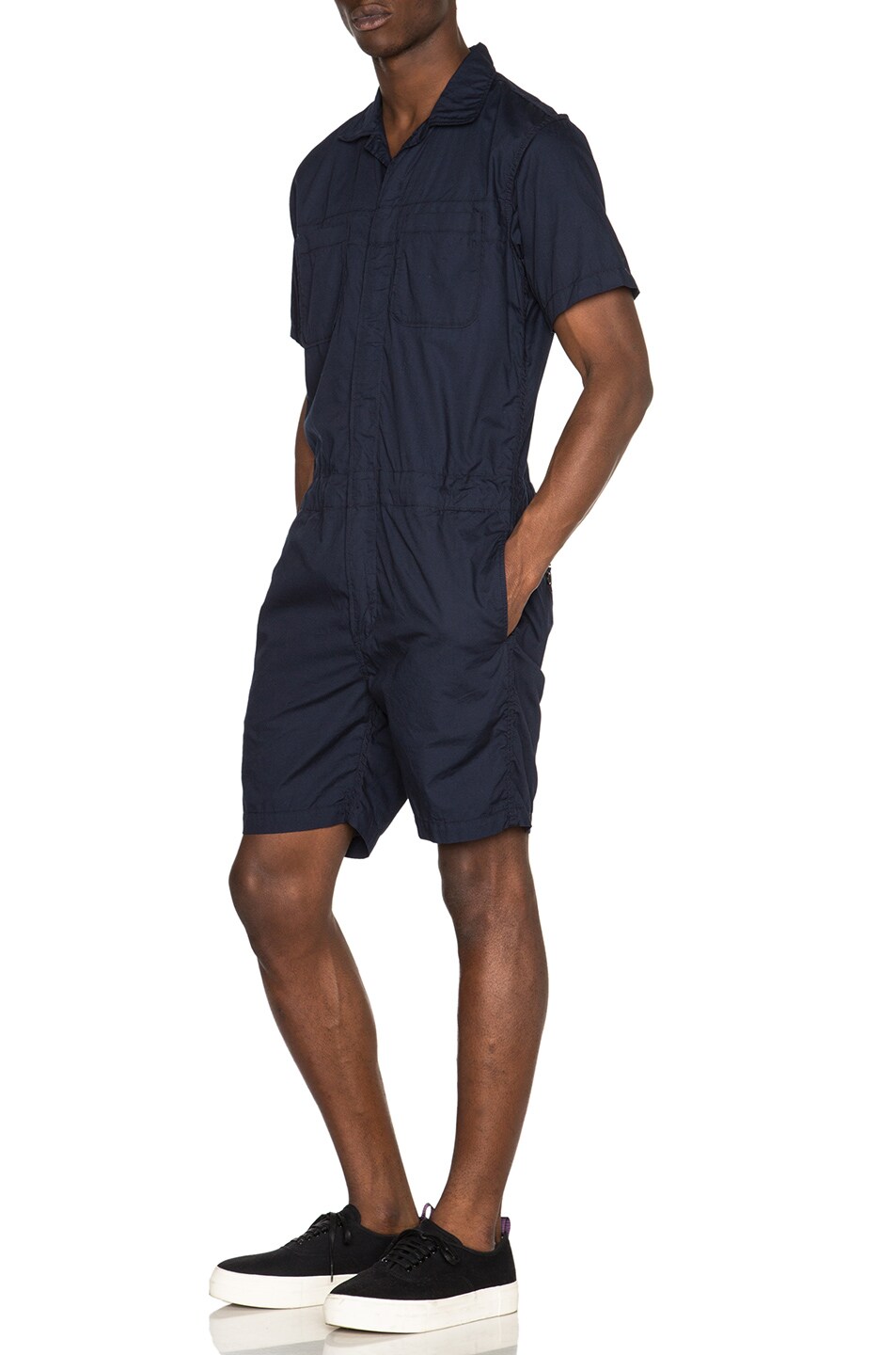 Engineered Garments Combi Suit in Dark Navy Poplin | FWRD