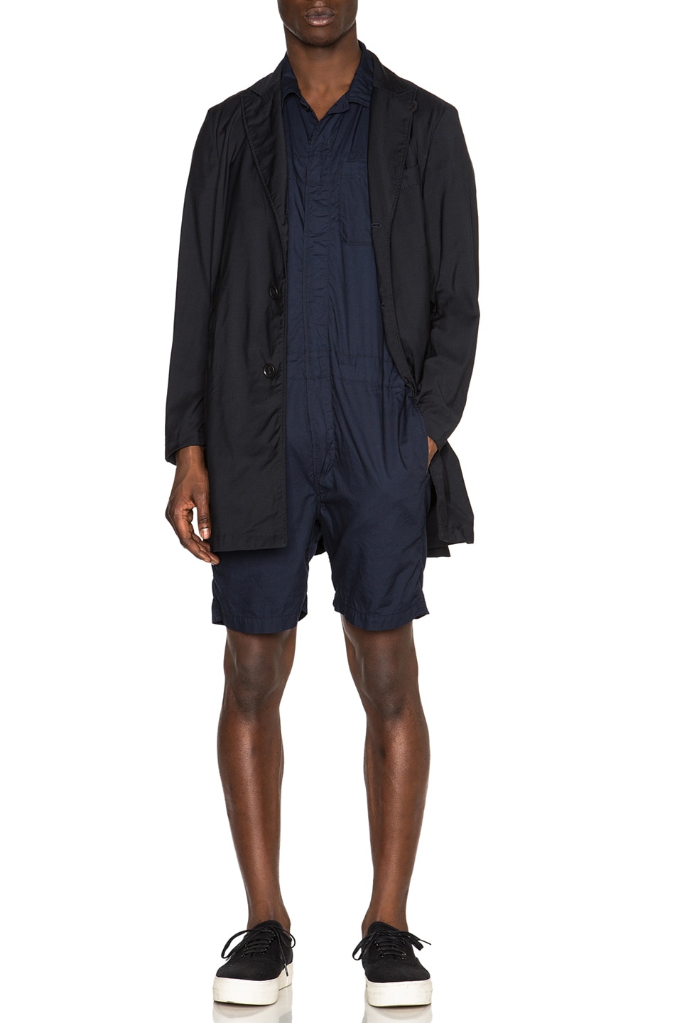 Engineered Garments Combi Suit in Dark Navy Poplin | FWRD