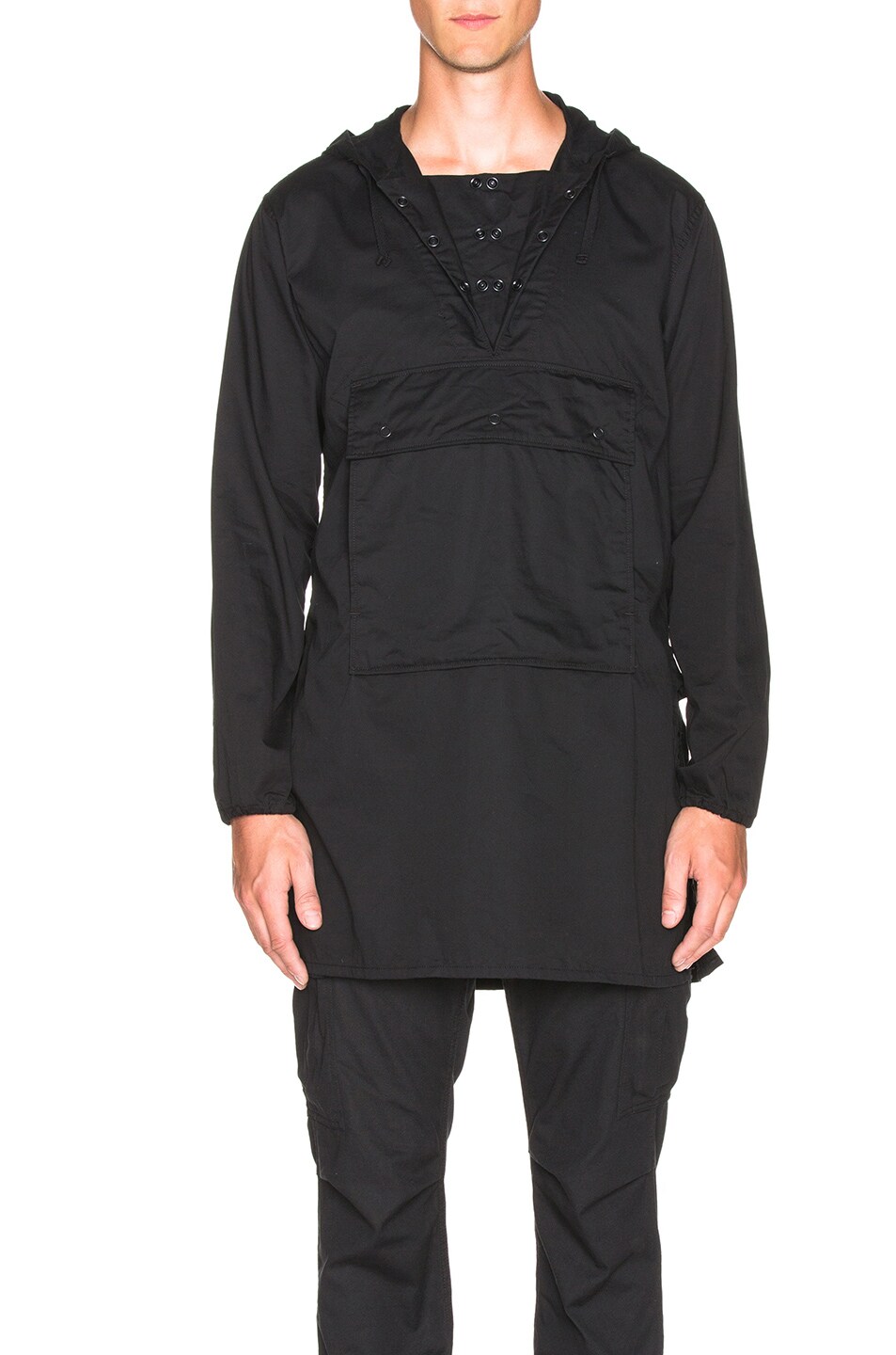 Engineered Garments Long French Twill Bush Shirt in Black | FWRD