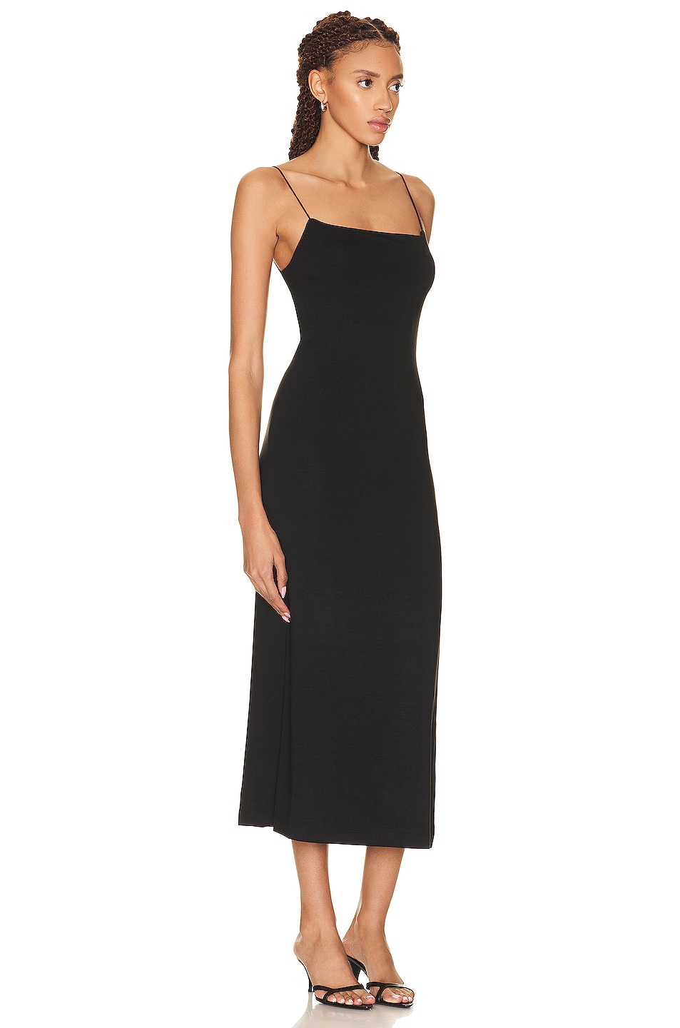 Enza Costa Italian Strappy Side Slit Maxi Dress in Black | FWRD