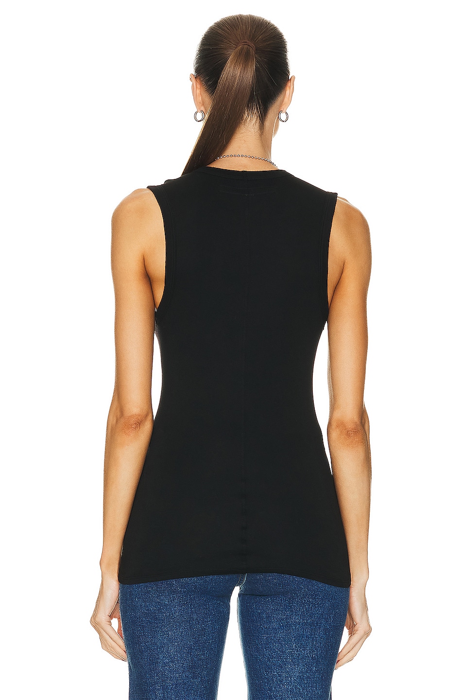 Enza Costa Supima Cotton Essential Sleeveless U Tank Top in Black | FWRD