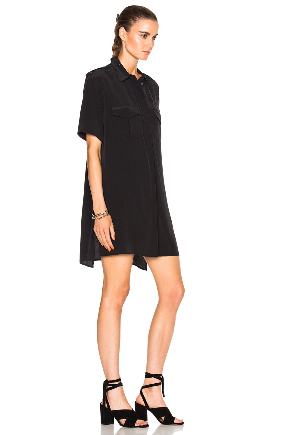 Equipment Short Sleeve Major Dress in True Black | FWRD