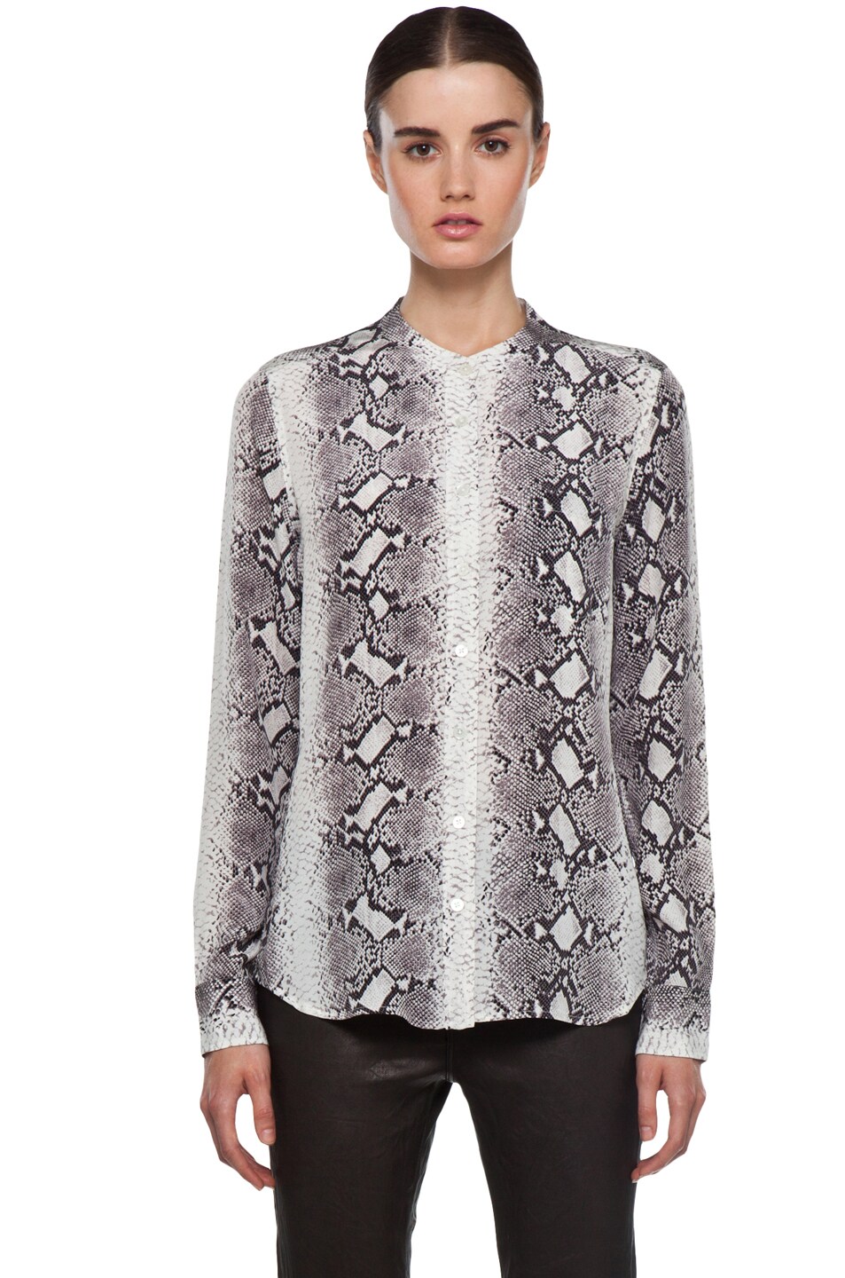 Equipment Brett Python Collarless Blouse in Nature White | FWRD