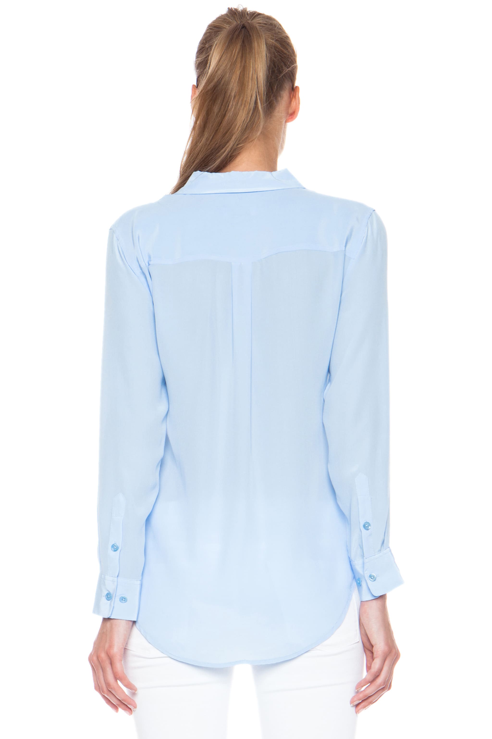Equipment Slim Signature Silk Blouse in Periwinkle Blue | FWRD