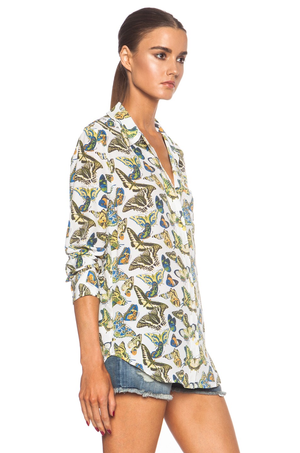 Equipment Butterfly Reese Silk Top in Bright White Multi | FWRD