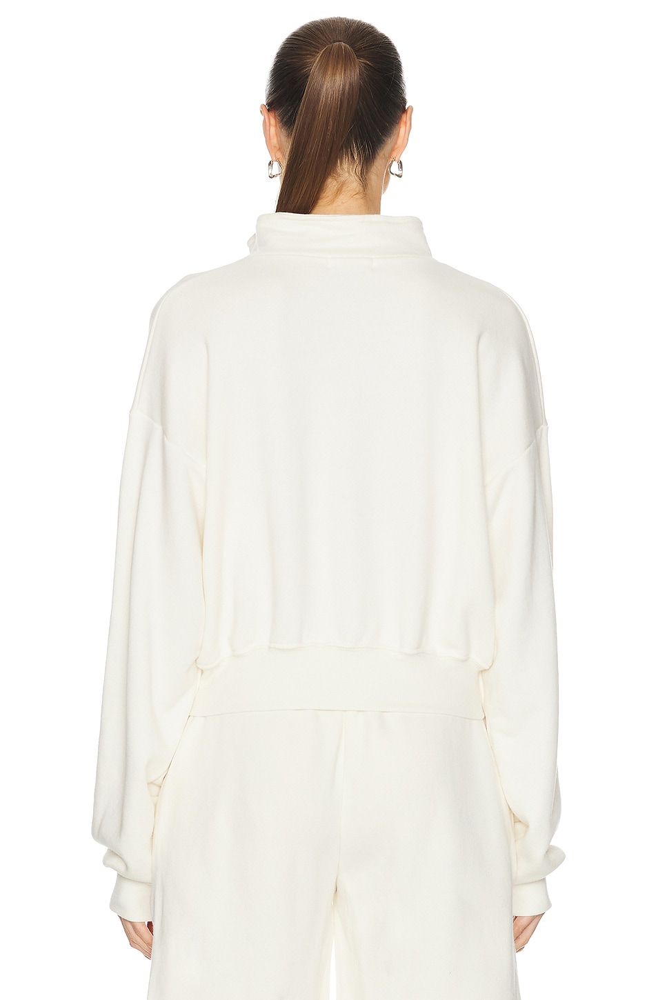 Eterne Cropped Half Zip Sweatshirt in Cream | FWRD